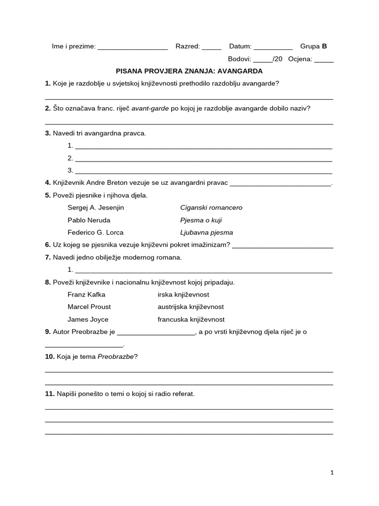 B Avangarda (3. Razred) | PDF