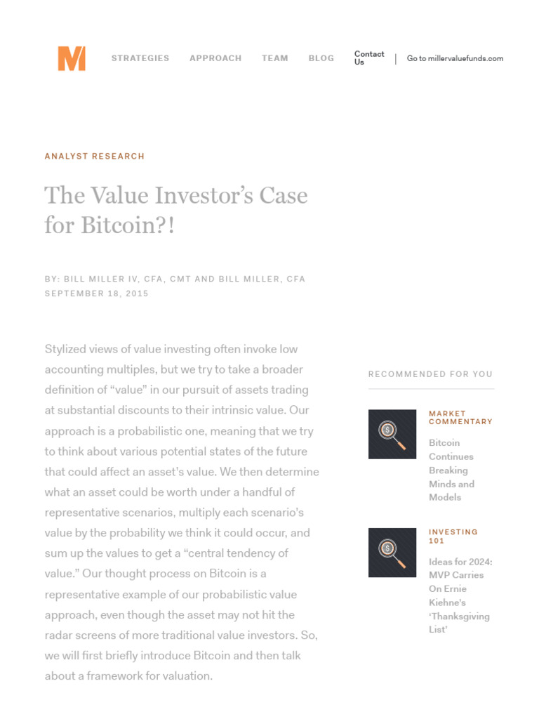 The Value Investor's Case For Bitcoin - ! - Miller Value Partners | PDF ...