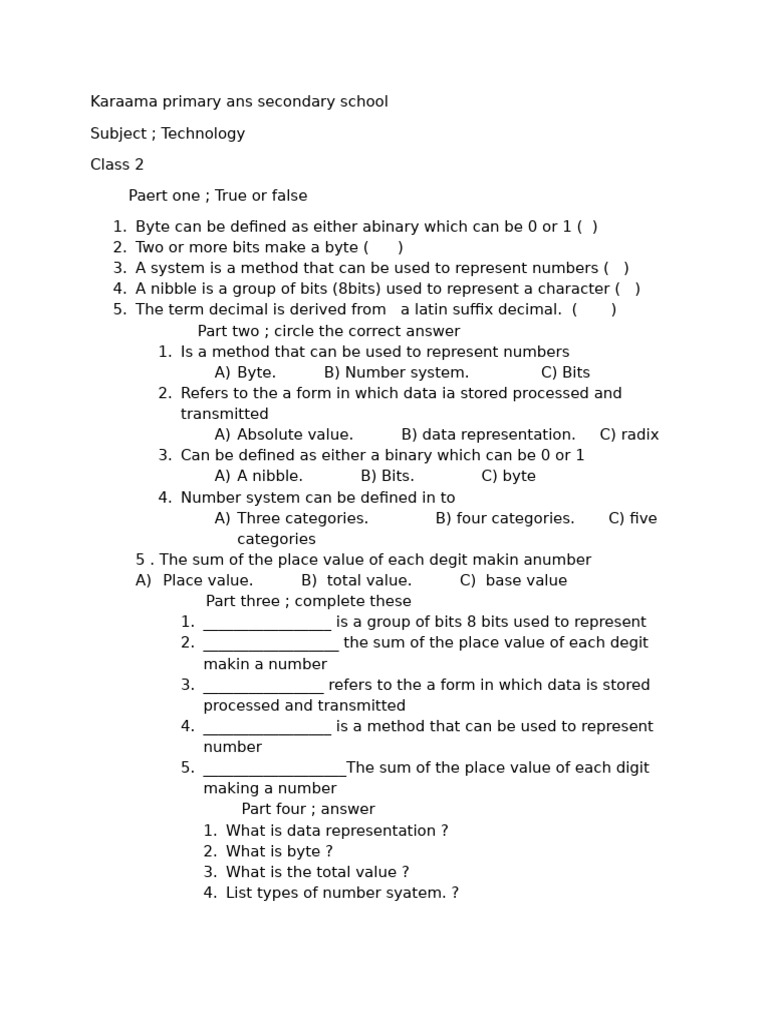 Technology Form 2 Exam MT | PDF