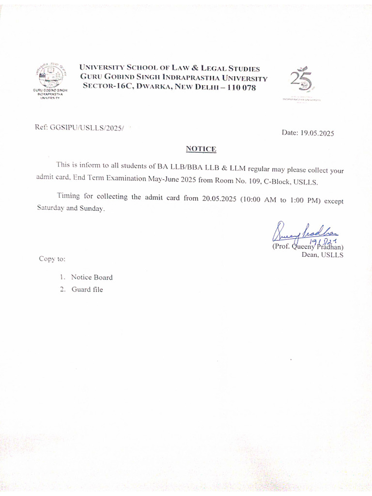 Notice Regarding Admit Card | PDF