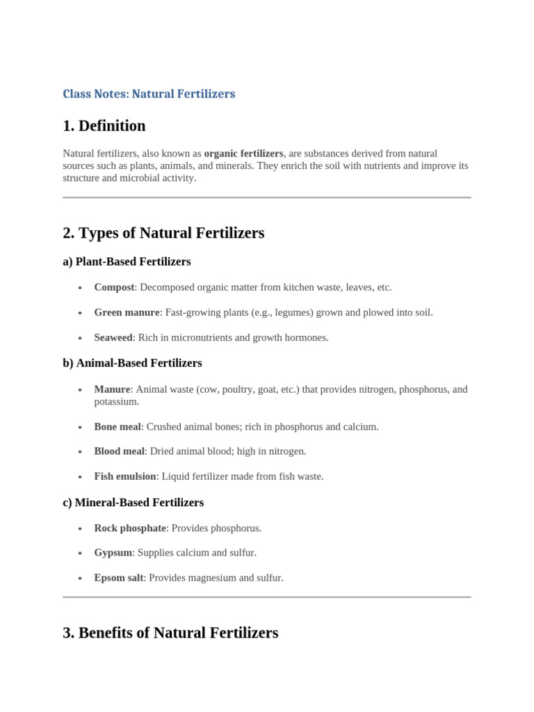 Fertilizer Class Note | PDF