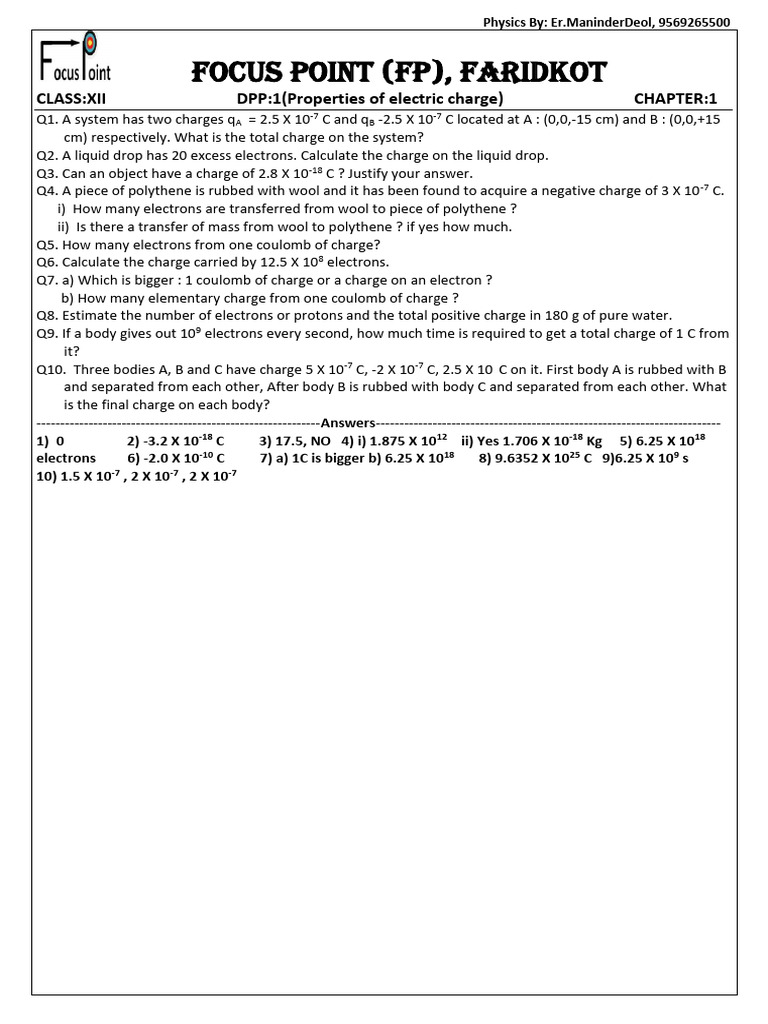 DPP1 - Properties of Electric Charge | PDF