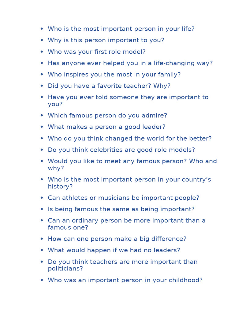 Who Is The Most Important Person in Your Life | PDF