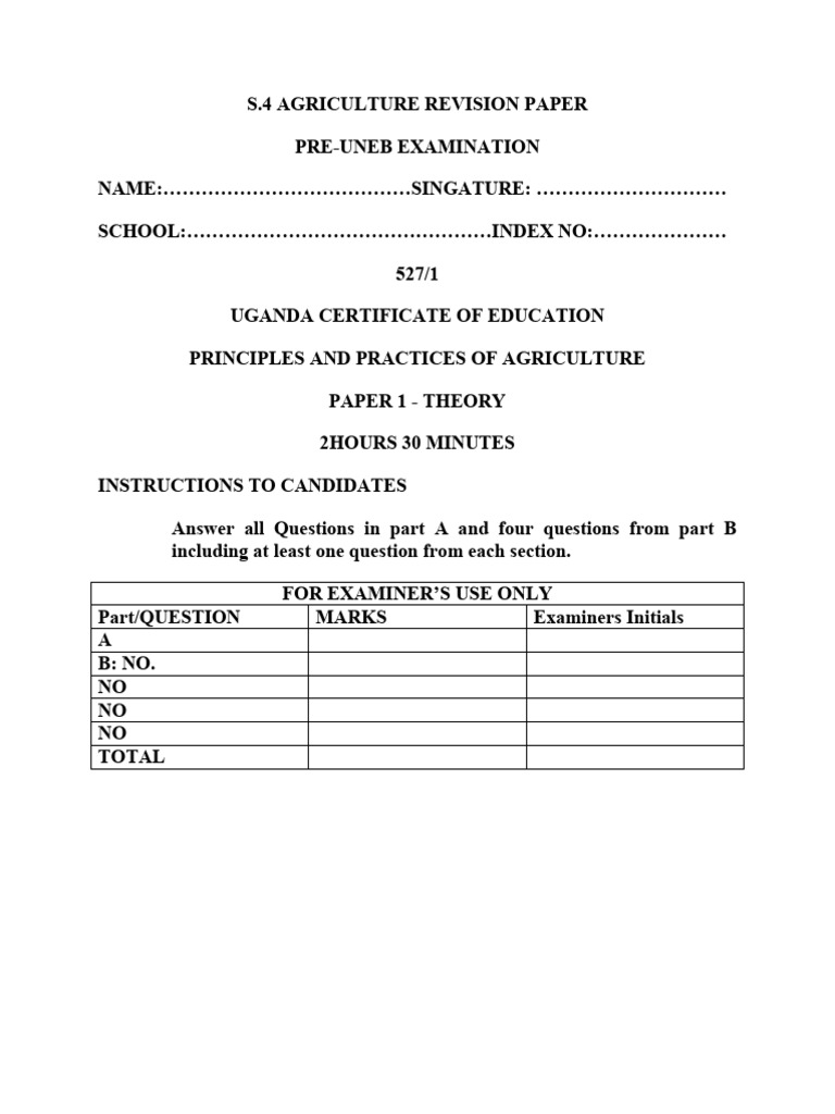 2021 Agriculture Revision Paper 1 | PDF | Plough | Agriculture