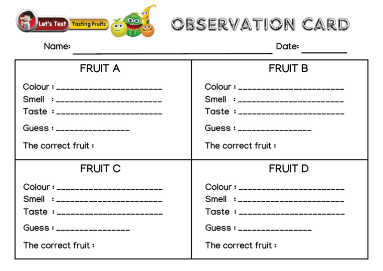 Fruit Observation Card Template | PDF