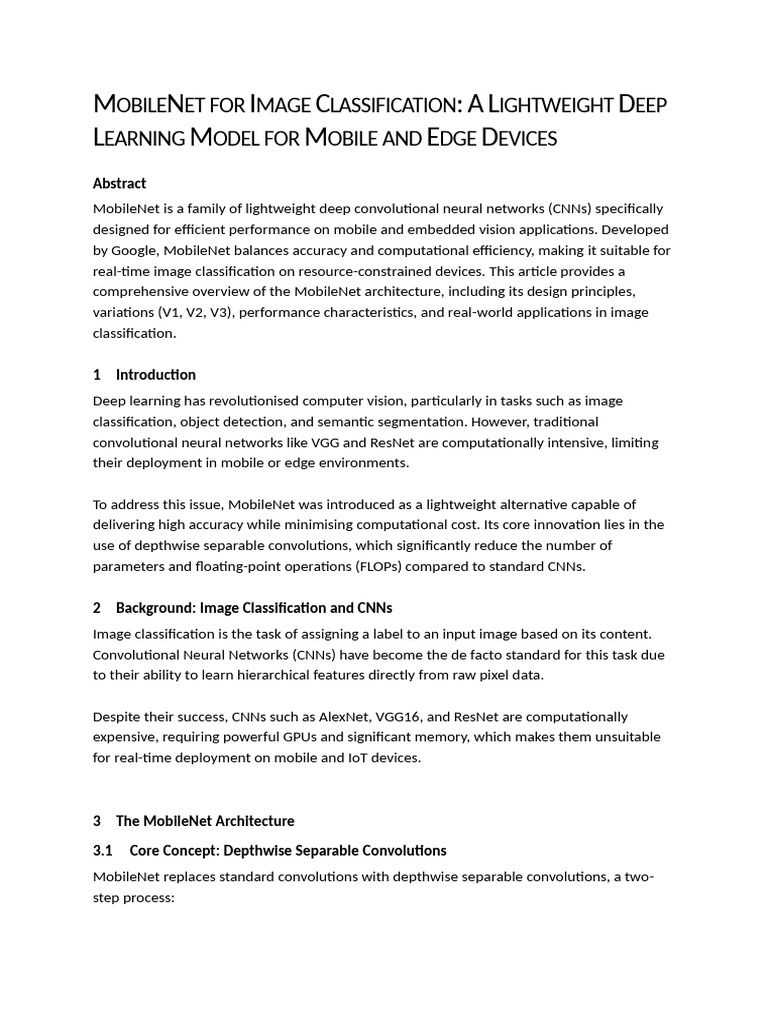 Mobilenet For Image Classification | PDF | Computer Vision | Cognitive ...