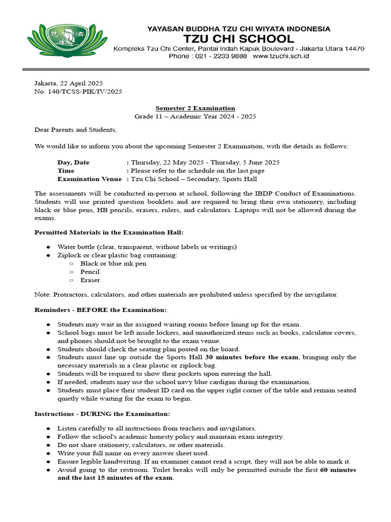 140 - Semester 2 Examination Grade 11 - AY. 2425 | PDF