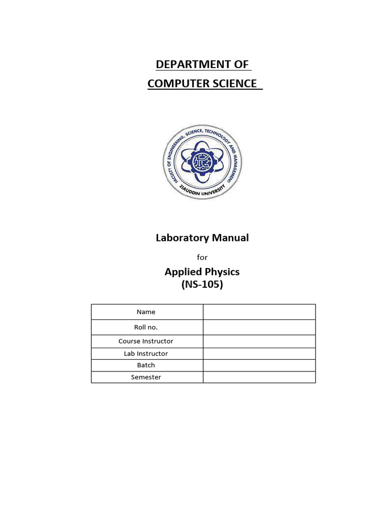 Applied Physics Manual Complete | PDF | Refraction | Refractive Index