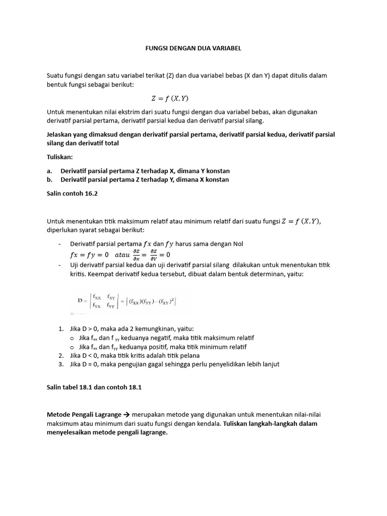 Fungsi Dengan Dua Variabel | PDF
