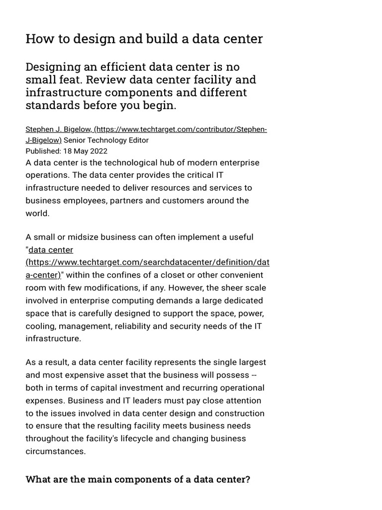 How To Design and Build A Data Center - TechTarget (Original) | PDF ...