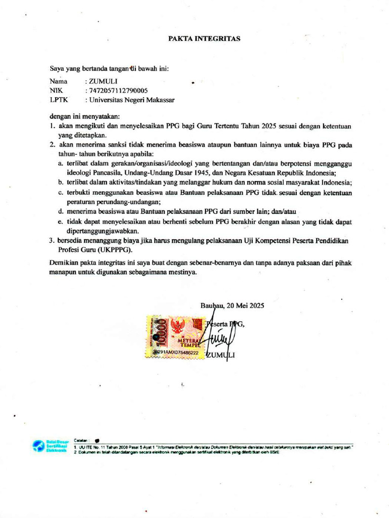 Pakta Integritas | PDF