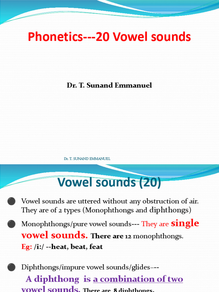 Phonetics 20 Vowel Sounds PPT Dr. TS 20.2.25 | PDF