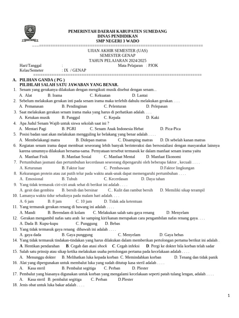 Psaj Pjok Kelas 9 2025. | PDF