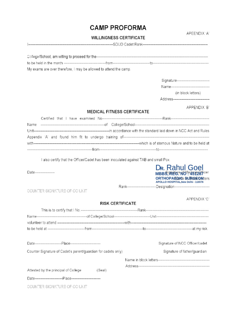 Camp Proforma | PDF