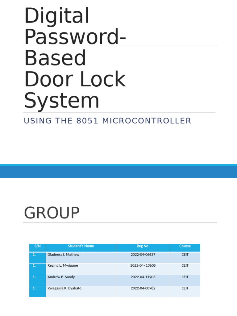 Door Lock System Presentation | PDF | Microcontroller | Password