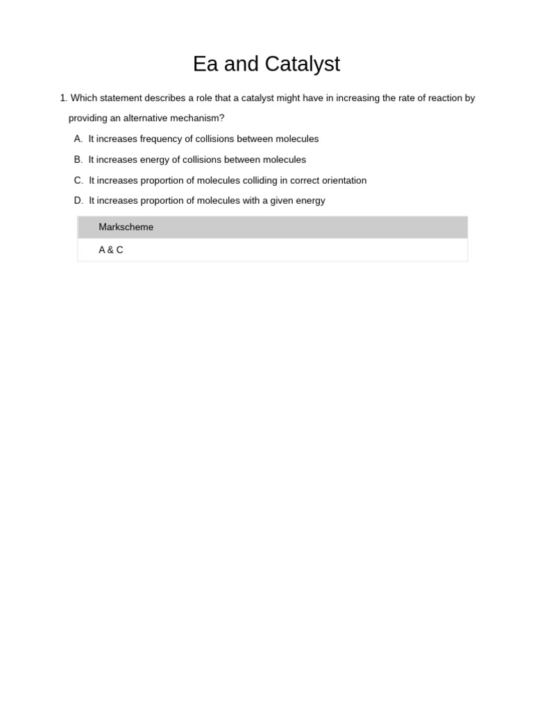 Ea and Catalyst | PDF