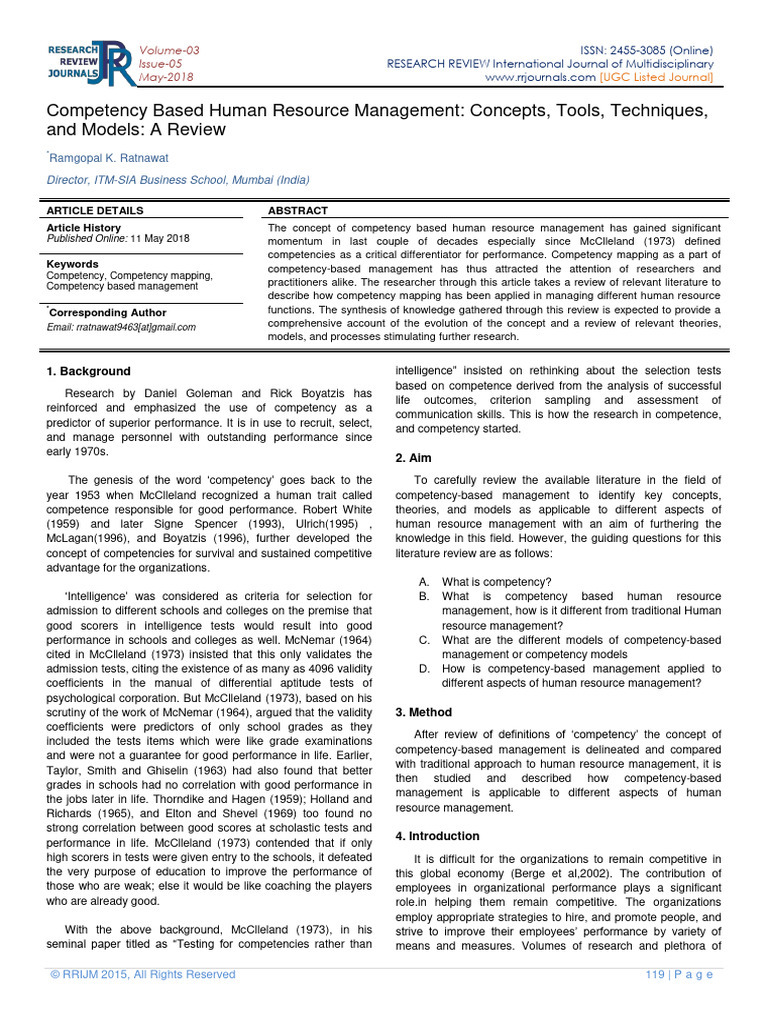 Competency Based Human Resource Manageme | PDF | Human Resource ...