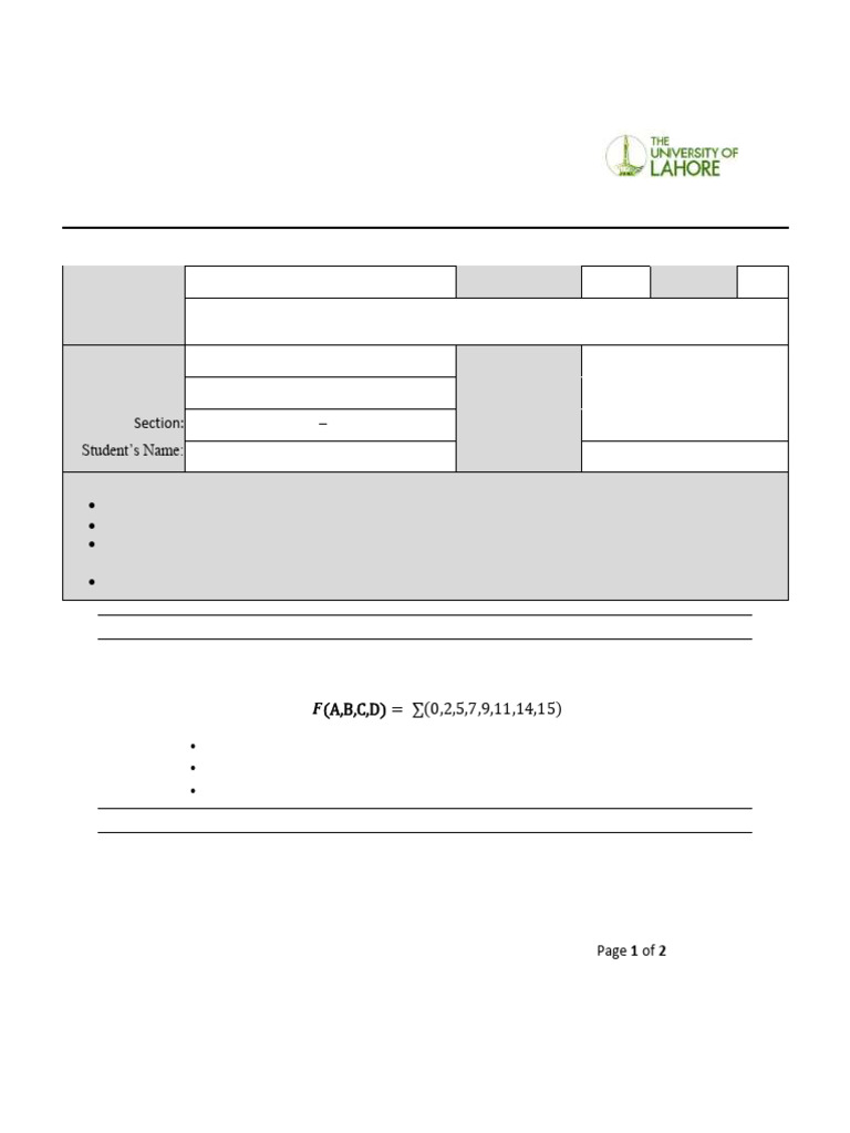 DLD Final Paper Fall 2024 | PDF | Logic Gate | Electrical Circuits