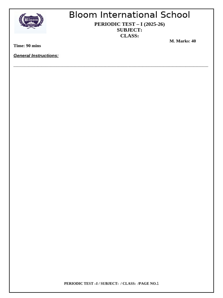 PT-1 - Question Paper Header Footer | PDF