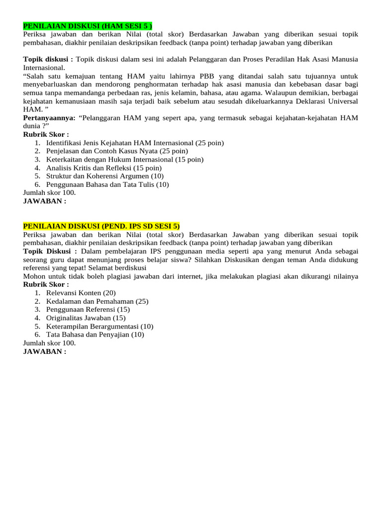 Deskripsi Penilaian Sesi 5 | PDF