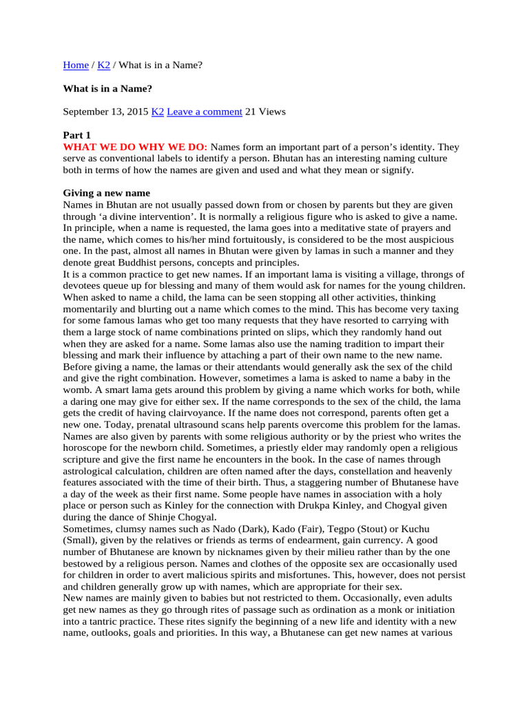 KP Names | PDF | Bhutan