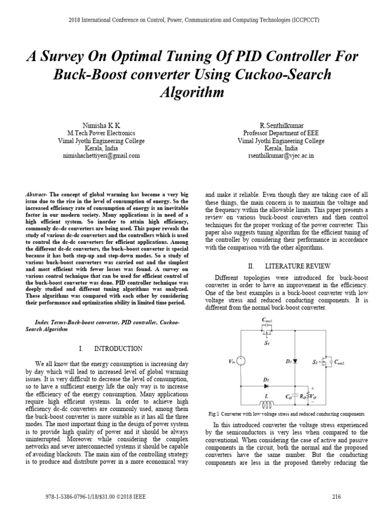 A Survey On Optimal Tuning of PID Controller For Buck-Boost Converter Using Cuckoo-Search ...
