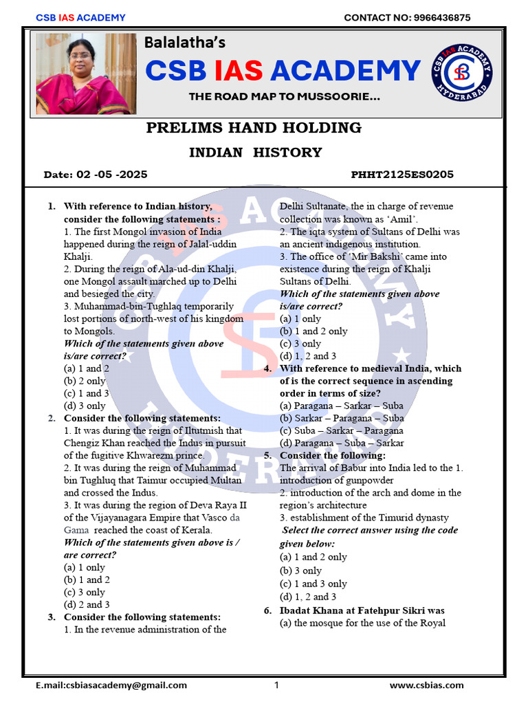 Indian History- QP (02-05-2025) | PDF