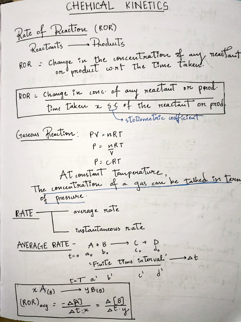 Chemical Kinetics Notes | PDF
