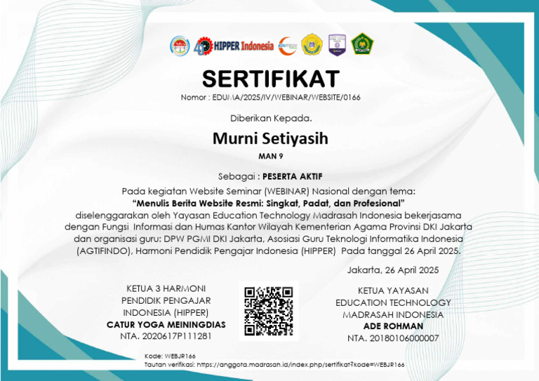 166 Webberita E-certificate | PDF