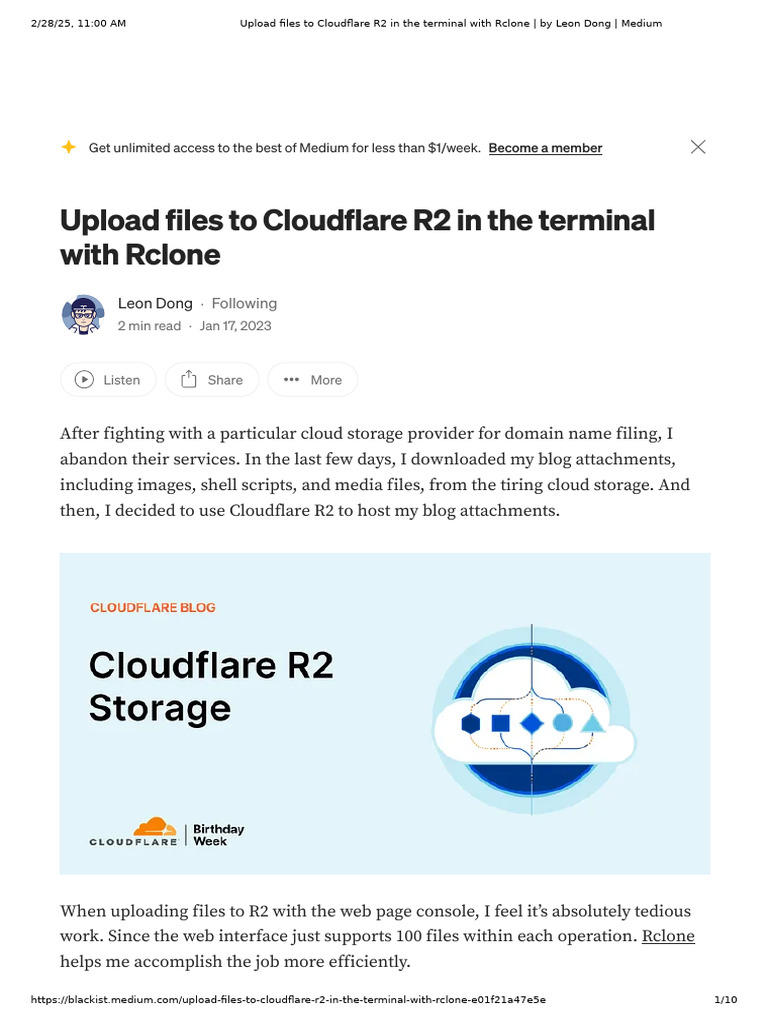 Upload Files To Cloudflare R2 in The Terminal With Rclone by Leon Dong | PDF | Software ...