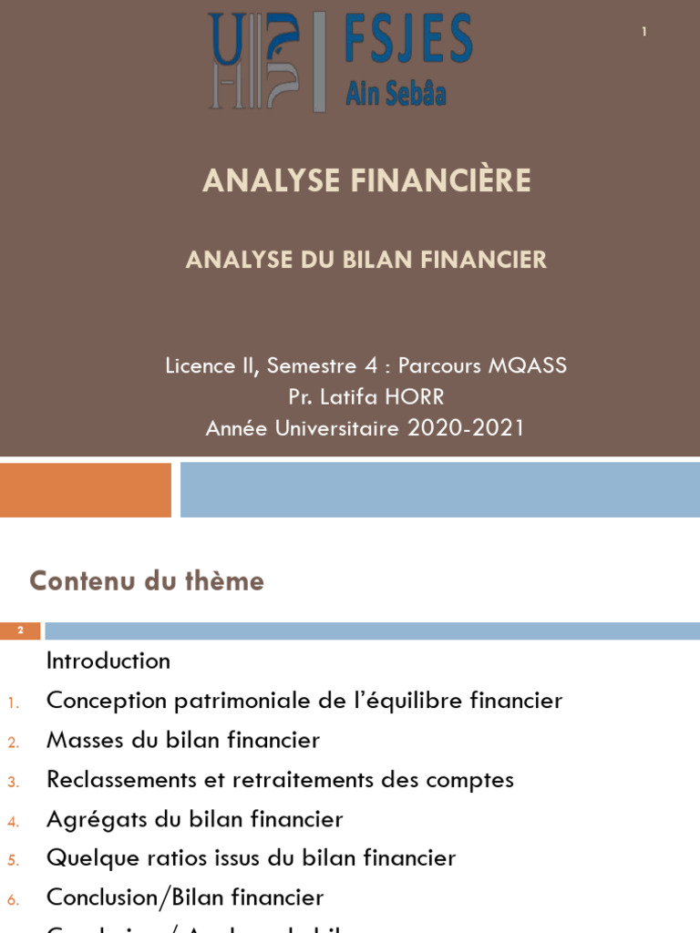 Analyse du Bilan Financier 2020-2021 | PDF | Capitaux propres | Ratio ...