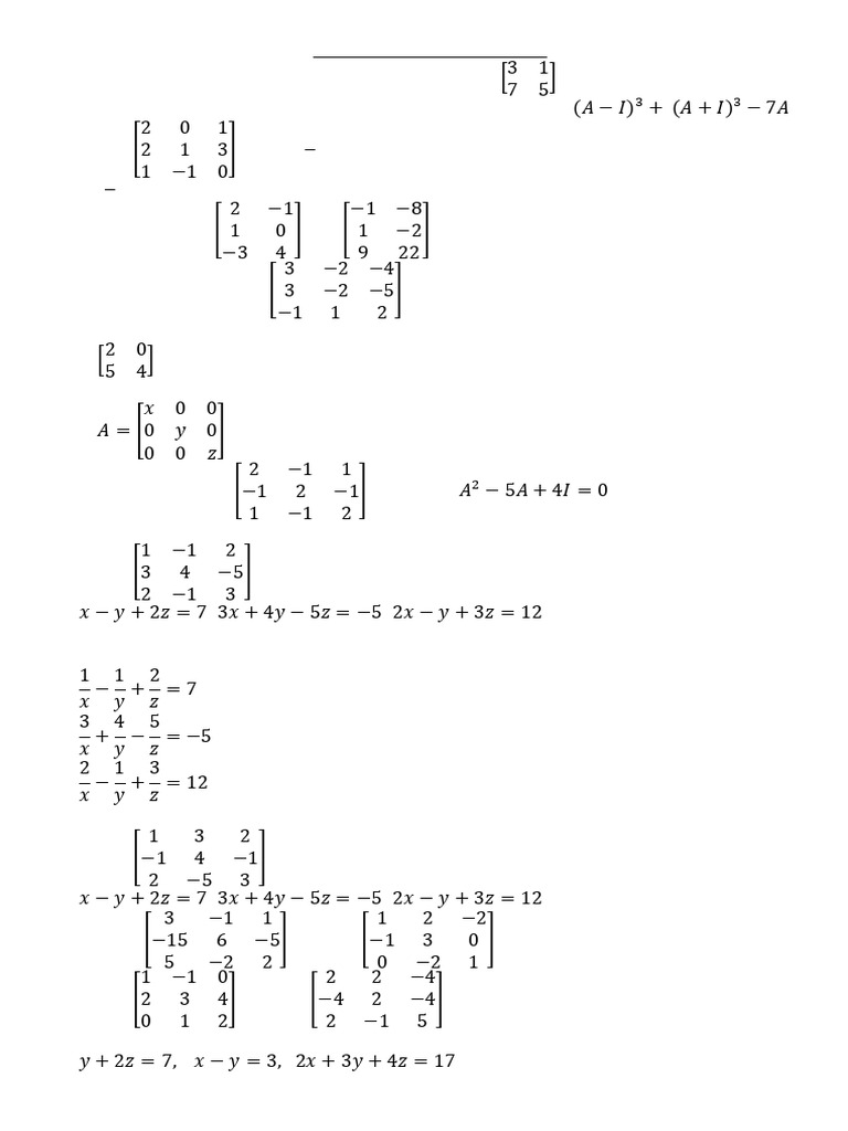 Matrices and Determinants Practice Sheets | PDF