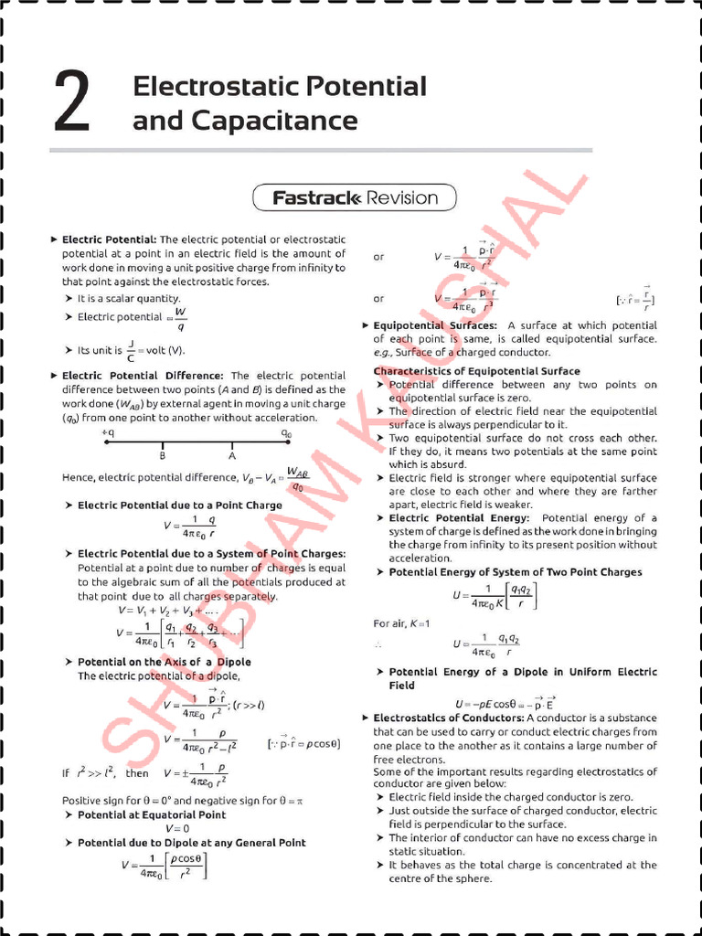CHAPTER 2 Electric Potential and Capacitance Practice Sheets | PDF