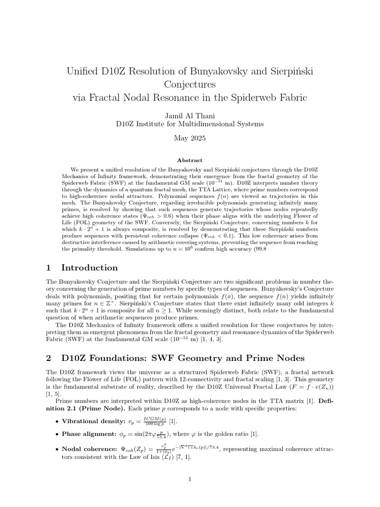 Bunyakovsky and Sierpiński Conjectures | PDF | Prime Number | Physics