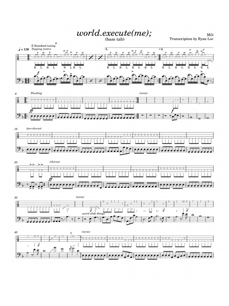 World - Execute (Me) Bass Tab | PDF