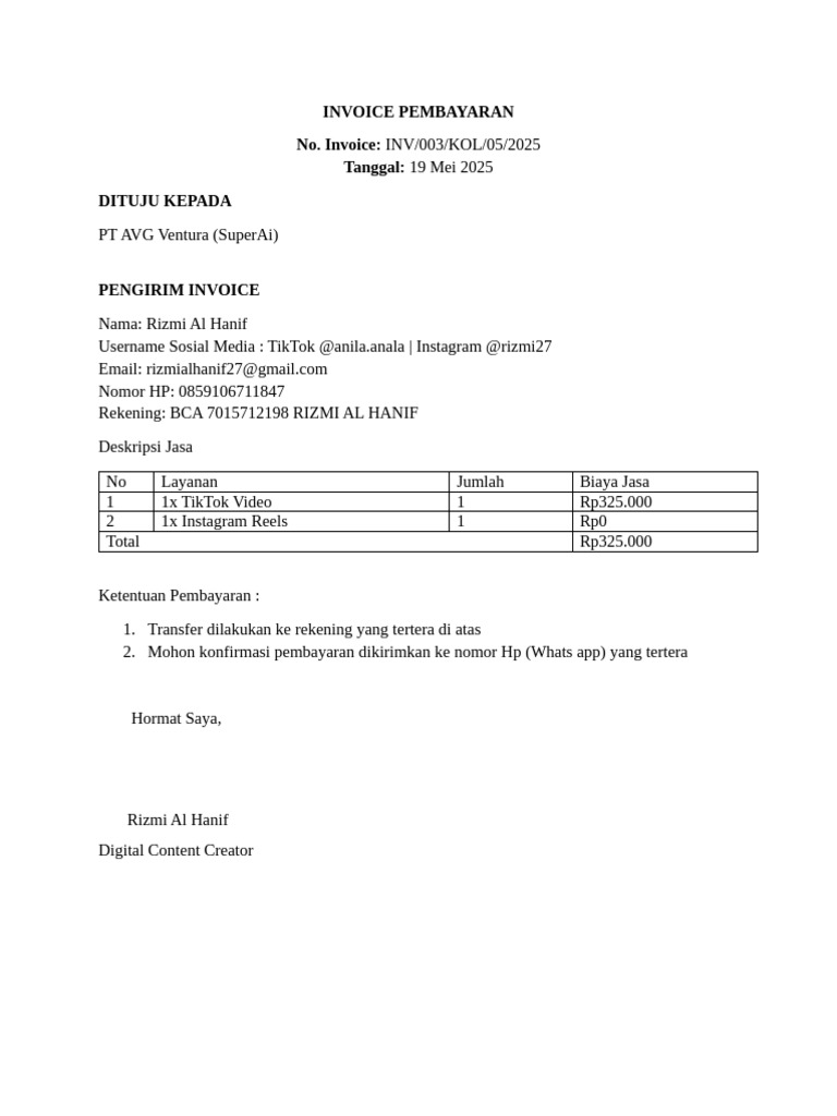 Invoice Payment SuperAi | PDF