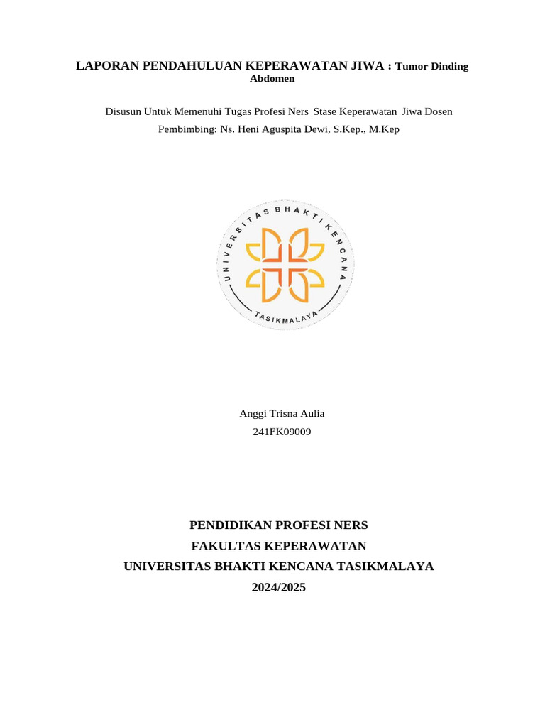 Laporan Pendahuluan Tumor Dinding Abdomen - Compress | PDF