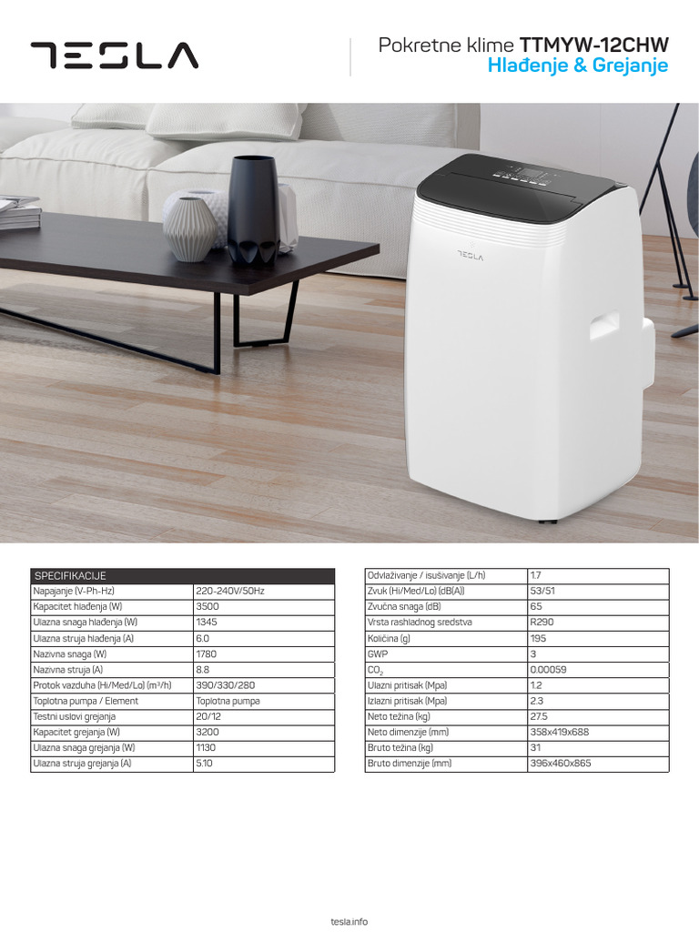 Tesla Portable AC TTMYW 12CHW Spec 2025 SRB | PDF