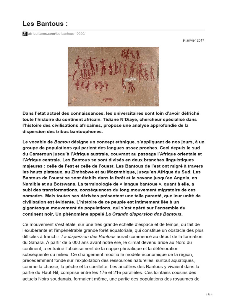 Histoire et Dispersion des Bantous | PDF | Afrique