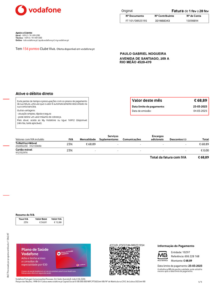 fatura_20250301 | PDF | Imposto sobre Valor Agregado (IVA) | Business