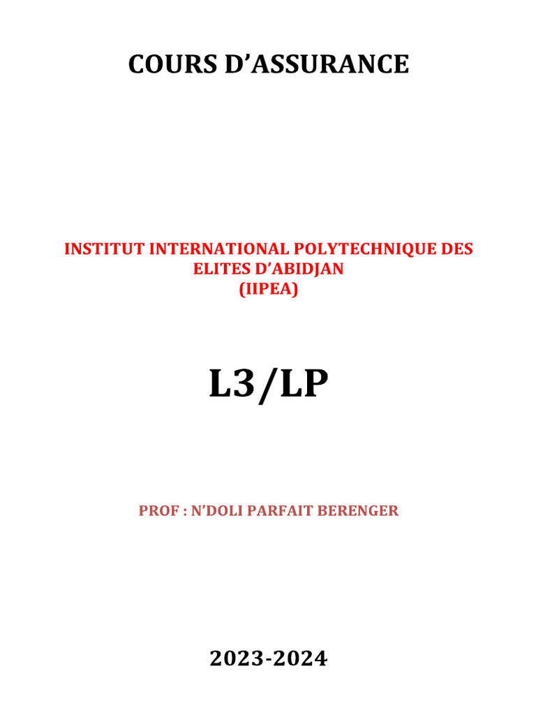 Cours Lp-l3 Assurance | PDF