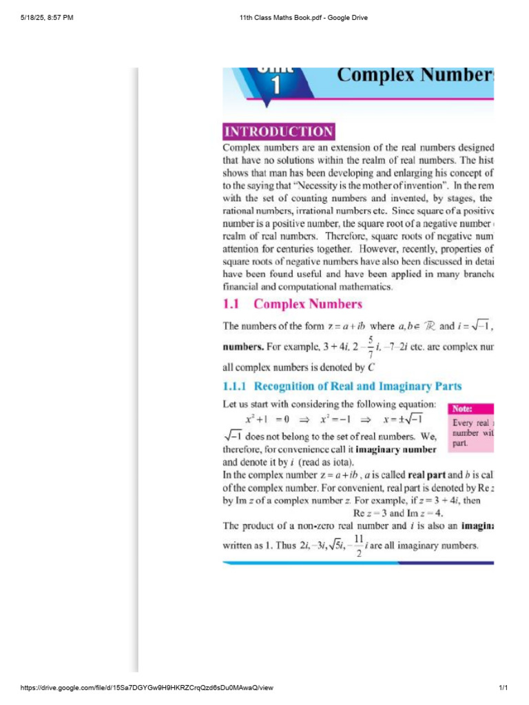 11th Class Maths Book - PDF - Google Drive | PDF