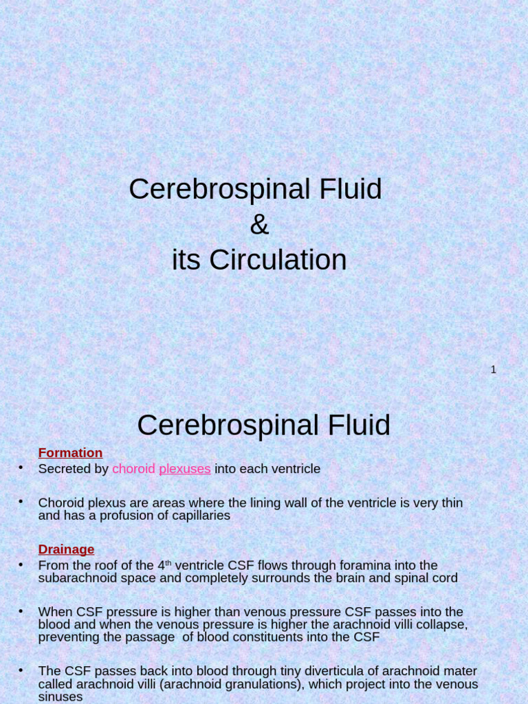 Cerebrospinal Fluid and Its Circulation-2 | PDF