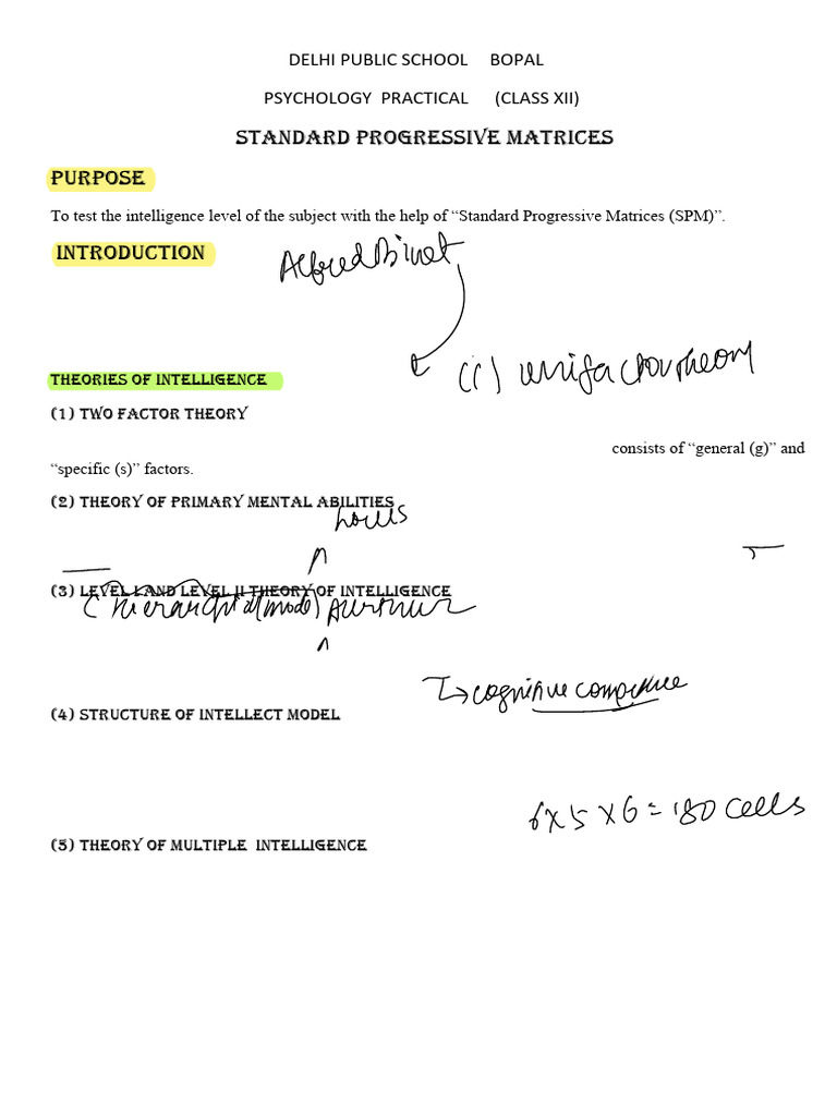 Standard Progressive Matrices Reduced | PDF | Intelligence ...
