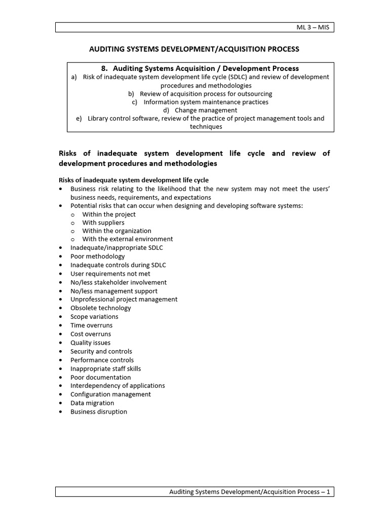 Auditing Systems Development Risks | PDF | Audit | Project Management