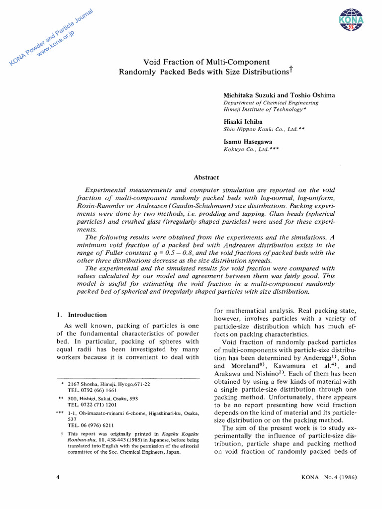 Void Fraction of Multi-Component | PDF | Particle Size Distribution ...
