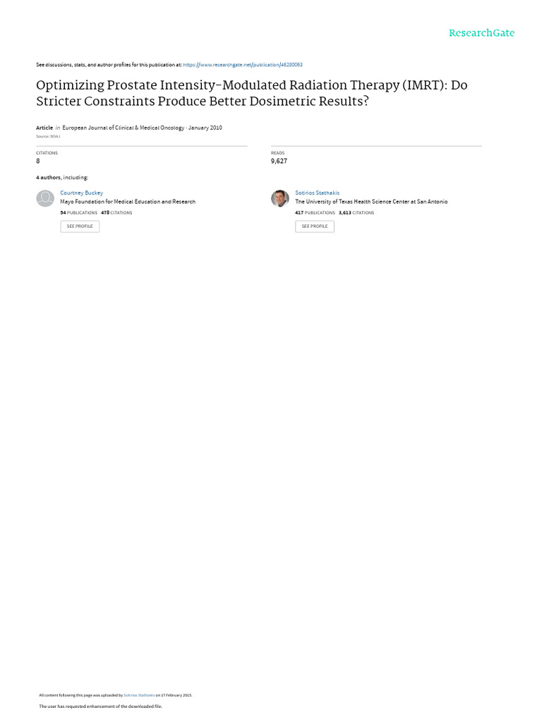 Optimizing Prostate Intensity-Modulated Radiation | PDF | Radiation ...