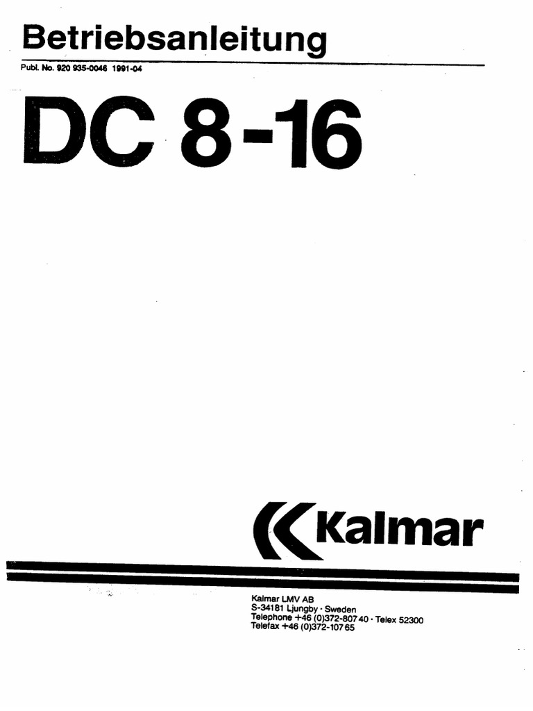 Kalmar Manual de Usuario - DE | PDF