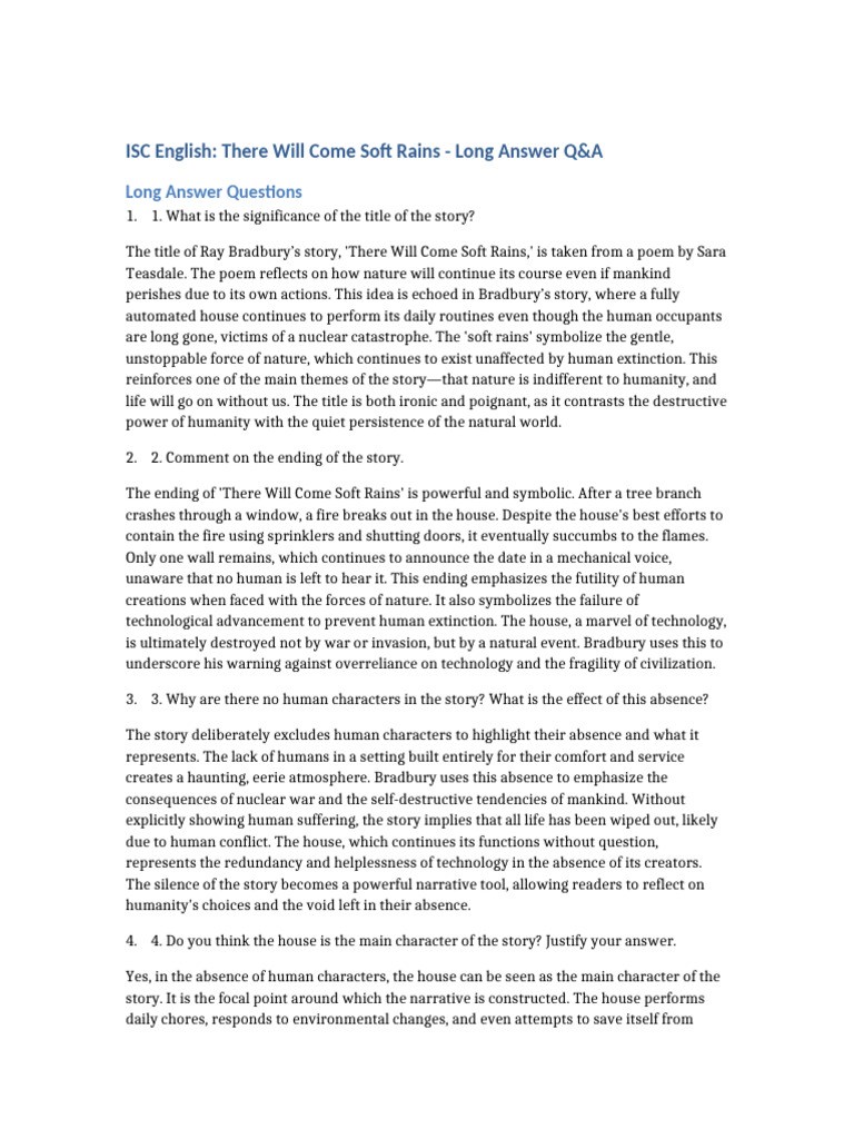 Analysis of "There Will Come Soft Rains" | PDF