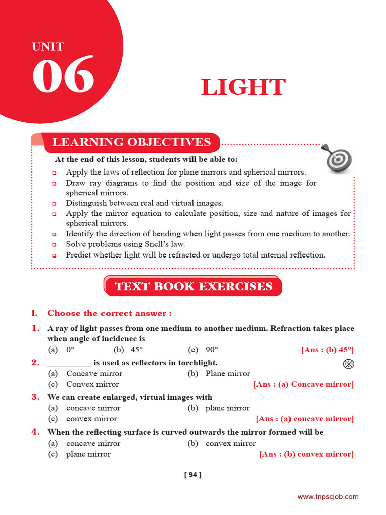 9th Science Guide Unit 6 - EM | PDF | Mirror | Optics